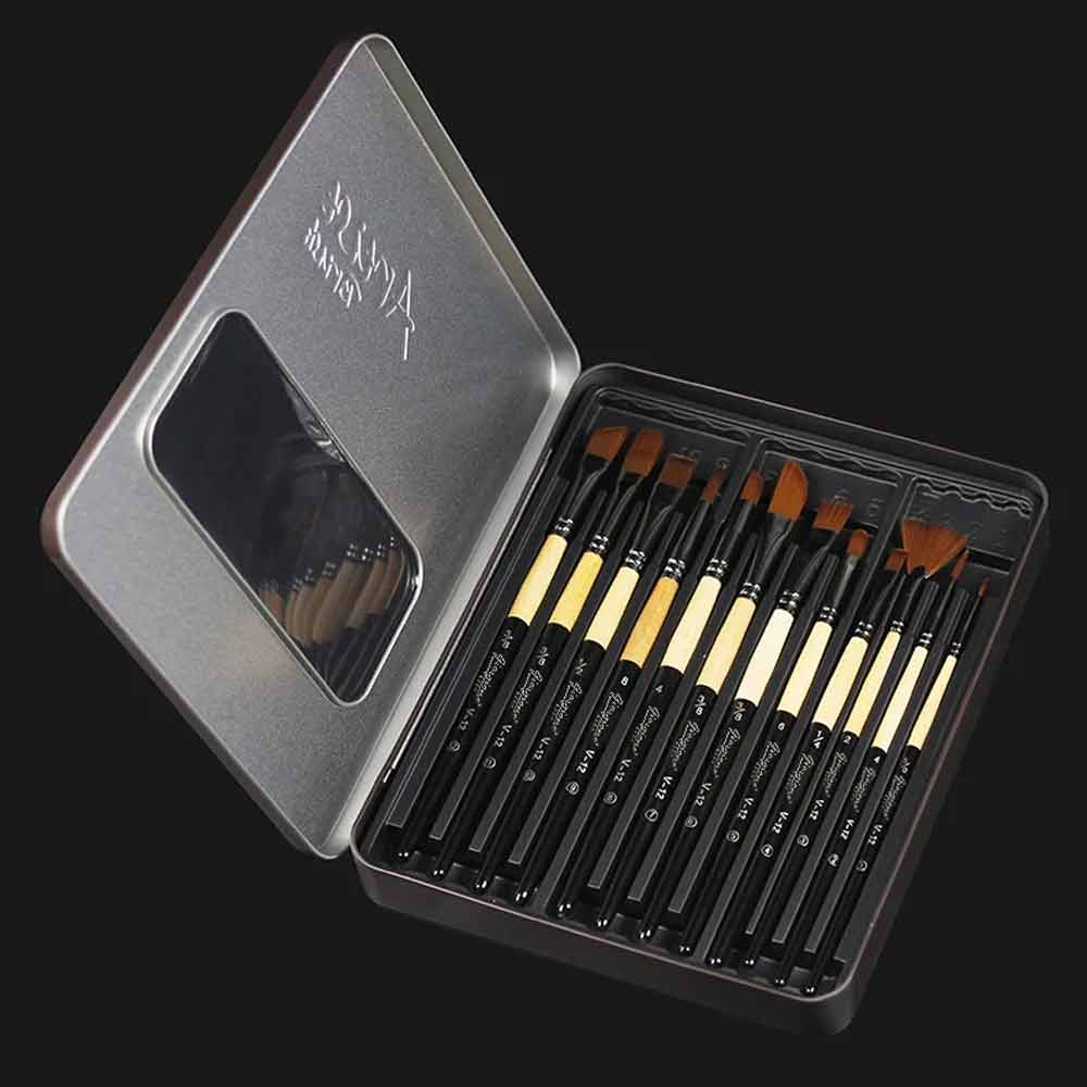 Giorgione Nylon Hair Artist Painting Brush Set 12pc | Ahbab Art Store
